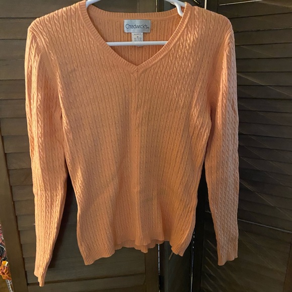 Chadwicks | Sweaters | Chadwicks Peach Lightweight Sweater Size Med ...
